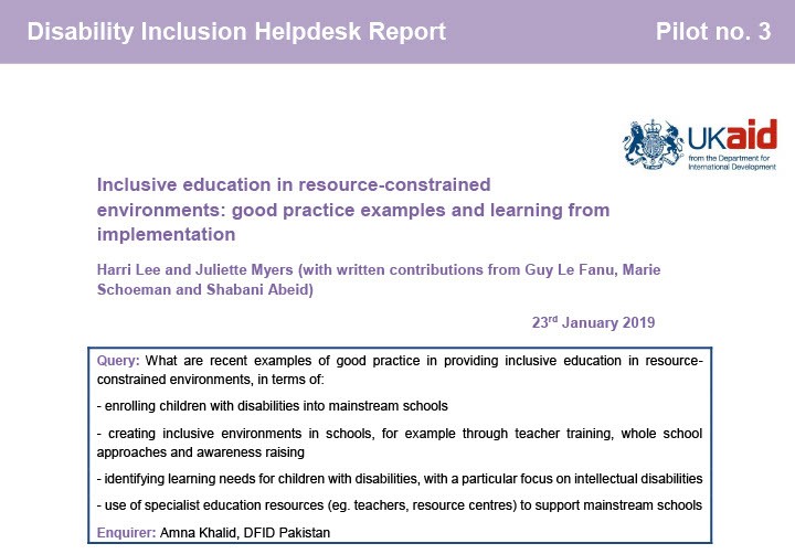Query 3 - Inclusive education in resource-constrained environments ...