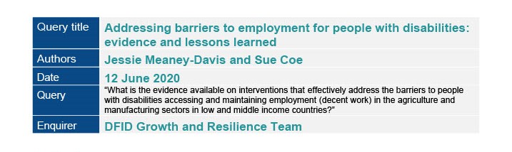 Query 41 - Addressing barriers to employment for people with ...